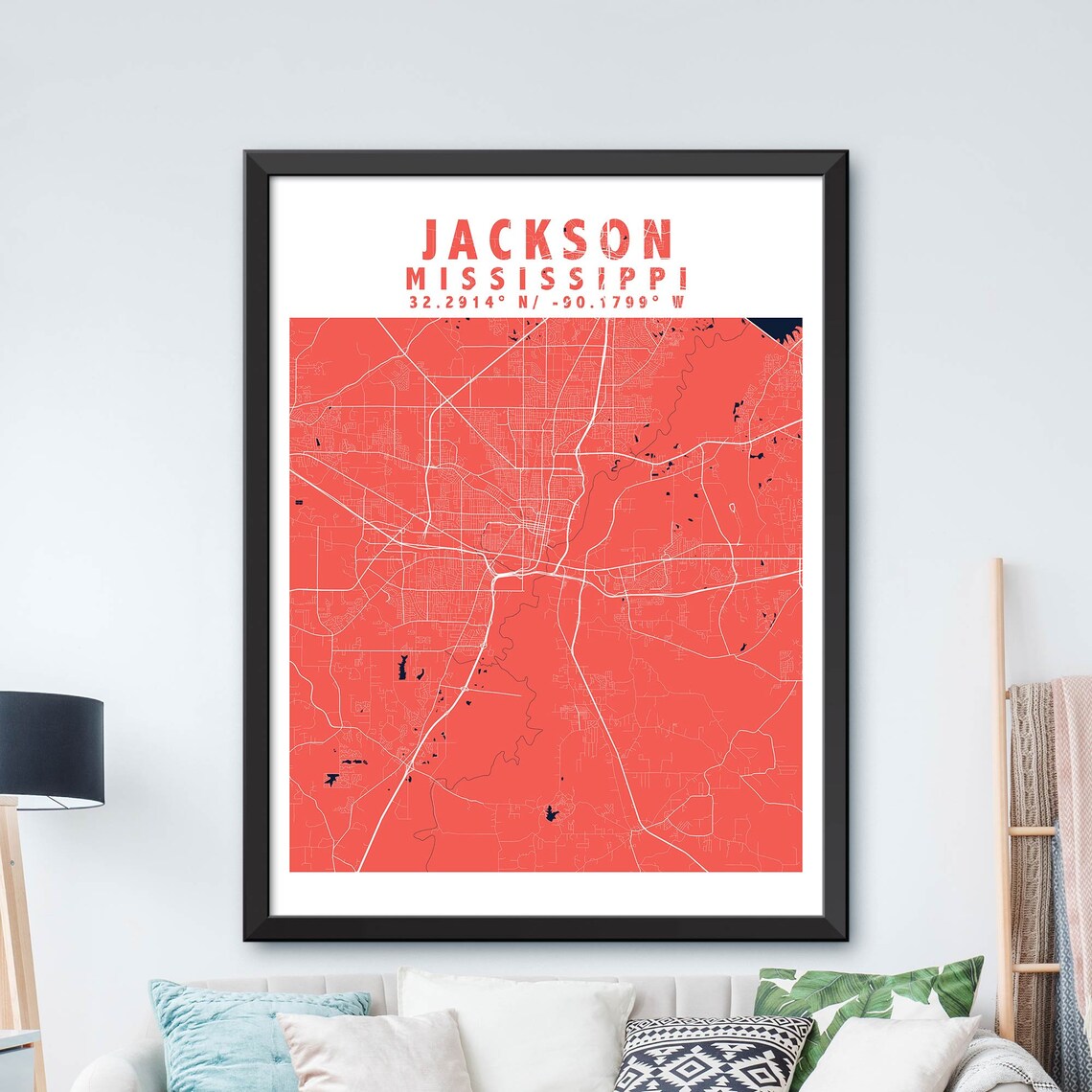 Map of Jackson Mississippi Jackson Map Print Jackson City | Etsy