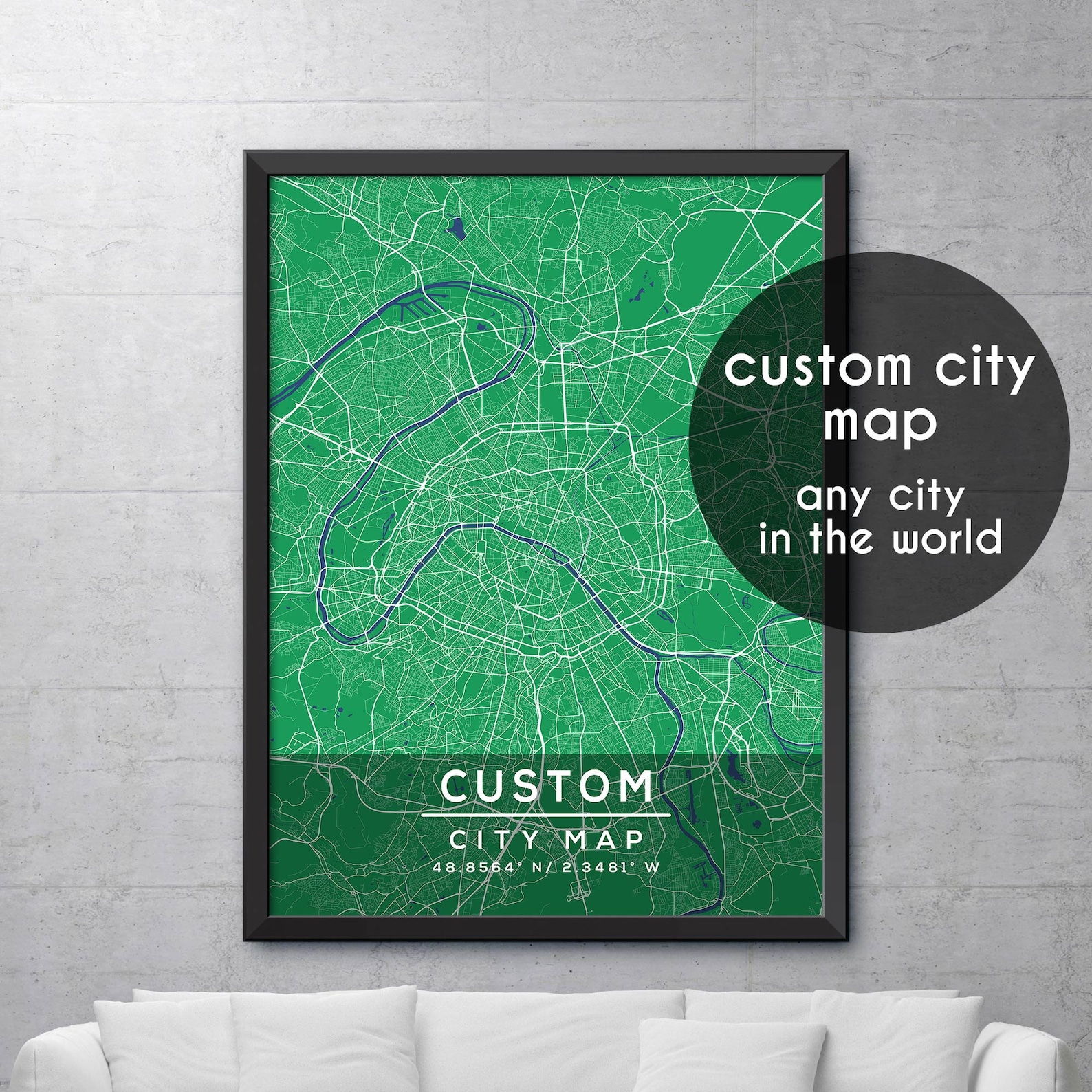 Custom Map Custom City Map Print Personalized Map - Etsy