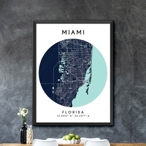 Map of Miami Florida Miami Map Print Miami City Poster - Etsy