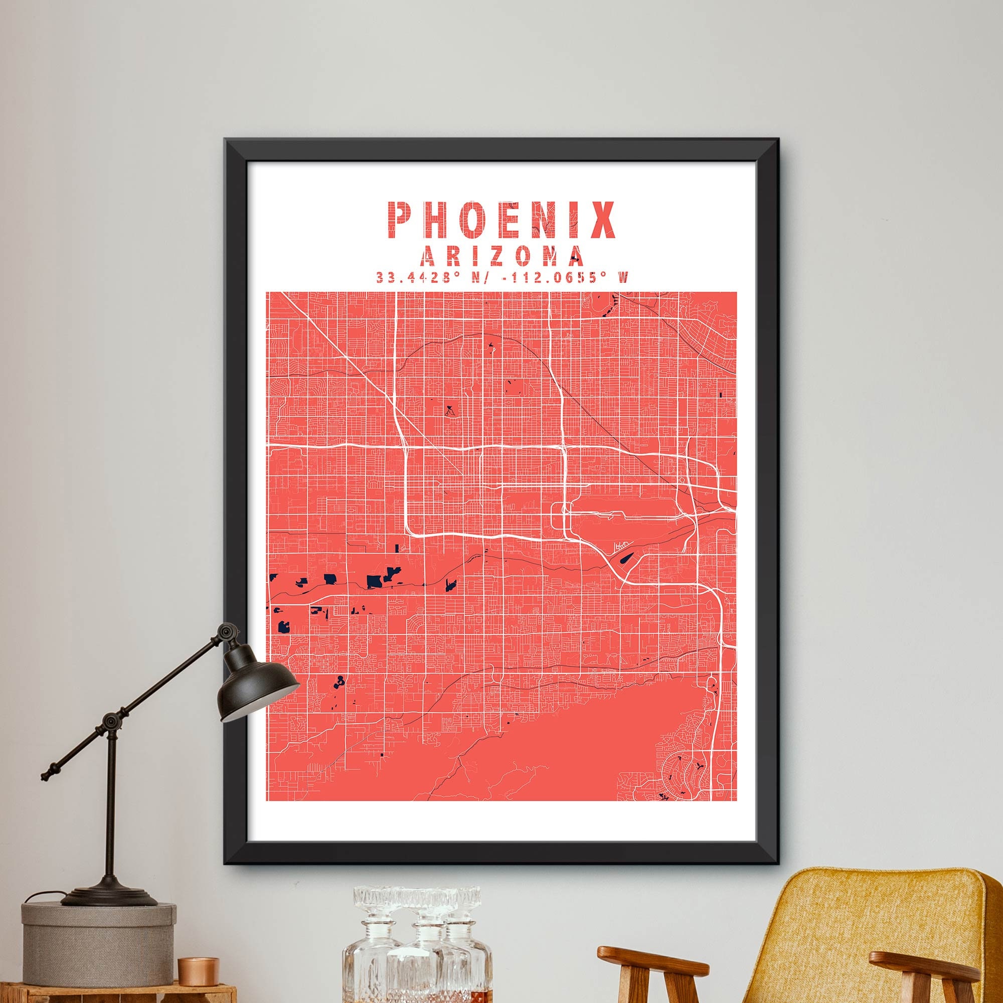 Map of Phoenix Arizona Phoenix Map Print Phoenix City | Etsy