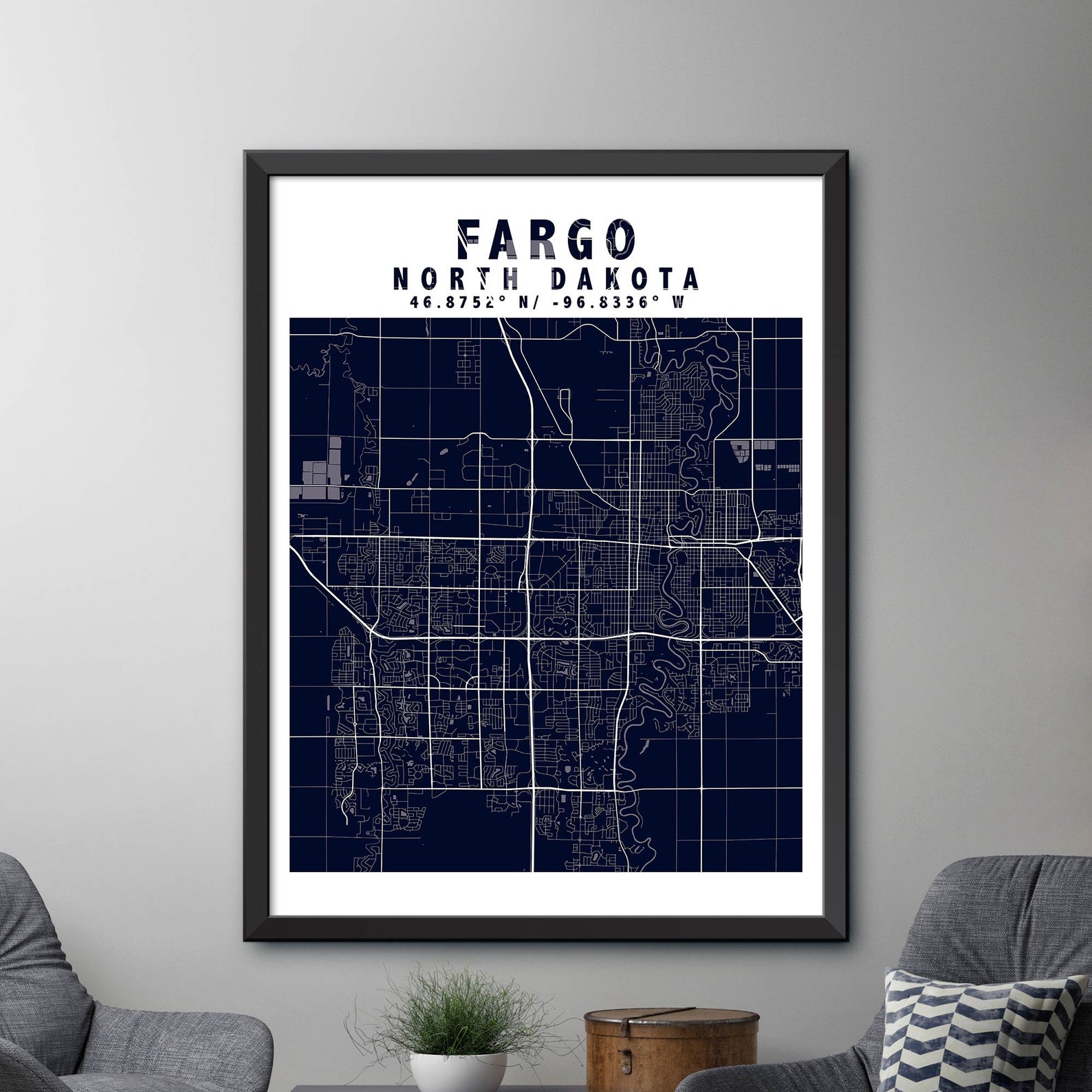 Map of Fargo Fargo Map Print Fargo City Poster Vintage City | Etsy