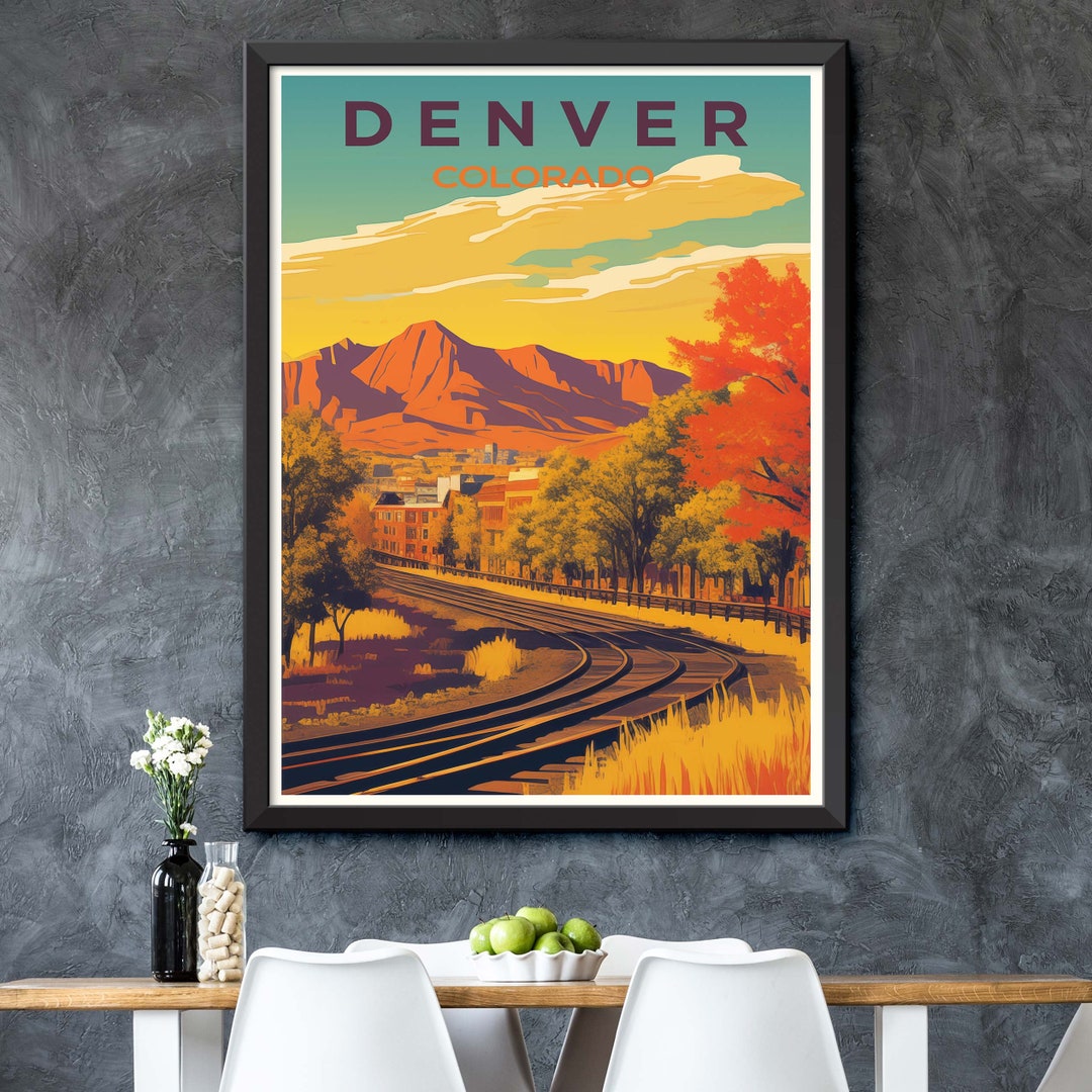 Denver Colorado Poster Denver Travel Art Illustration of Denver ...