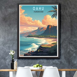 Oahu Bliss - Vibrant Illustrated Poster of Oahu, Hawaii | Multiple ...