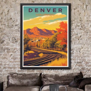 Denver Colorado Poster Denver Travel Art Illustration of Denver ...
