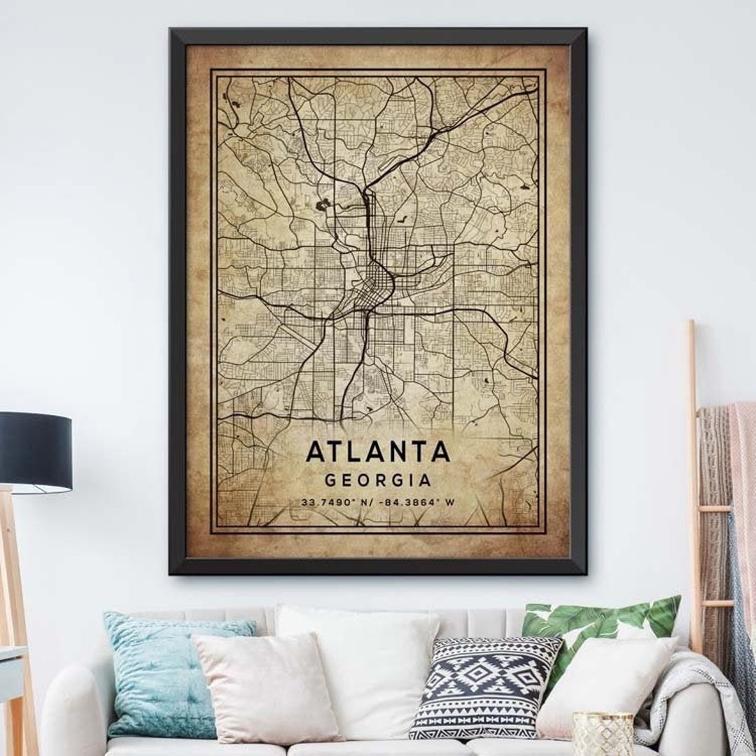 Atlanta Map Print Atlanta City Poster Vintage City Map - Etsy