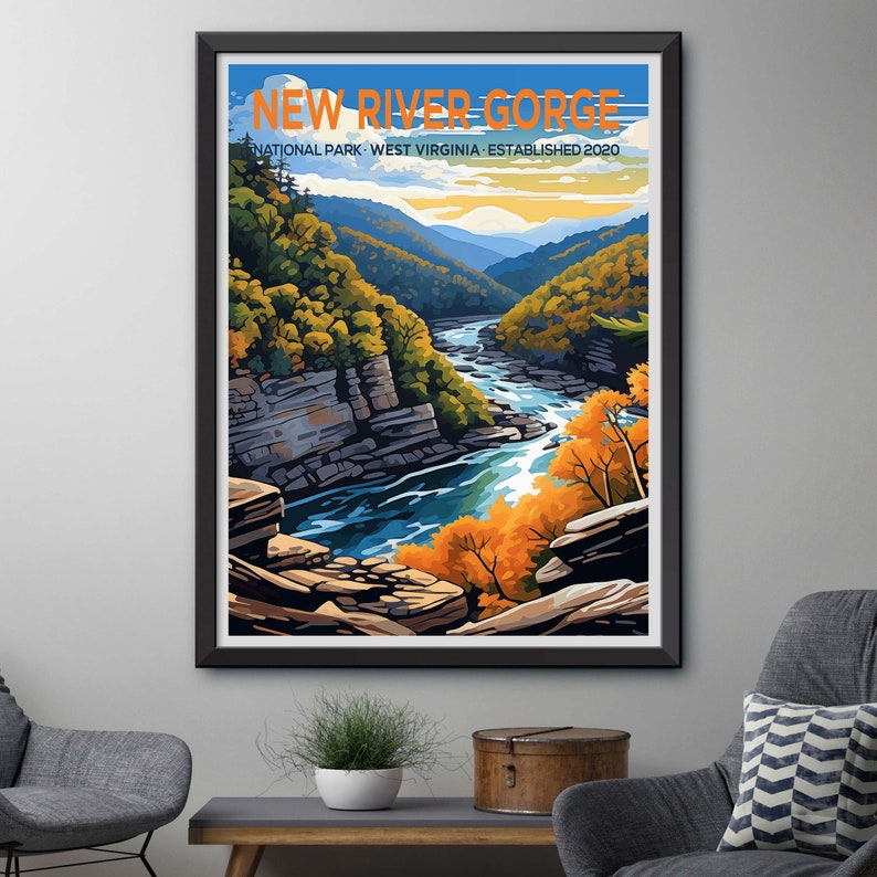 New River Gorge National Park Poster: Vintage West Virginia Travel ...