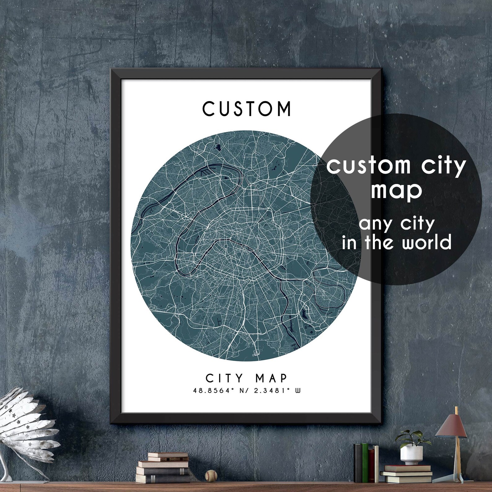 Custom Map Custom City Map Print Personalized Map - Etsy