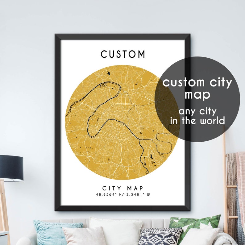 Custom Map Custom City Map Print Personalized Map | Etsy