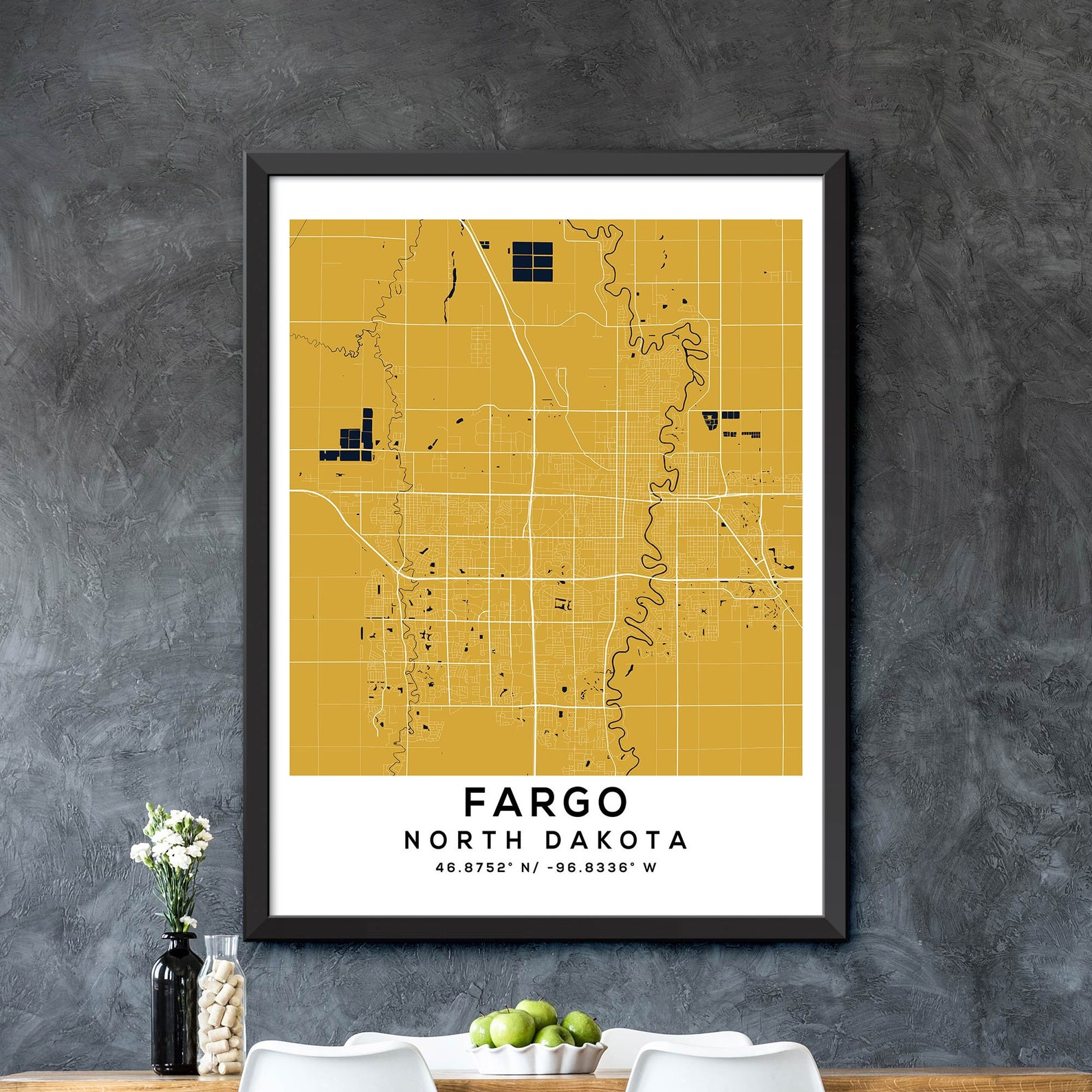 Map of Fargo Fargo Map Print Fargo City Poster Vintage City | Etsy