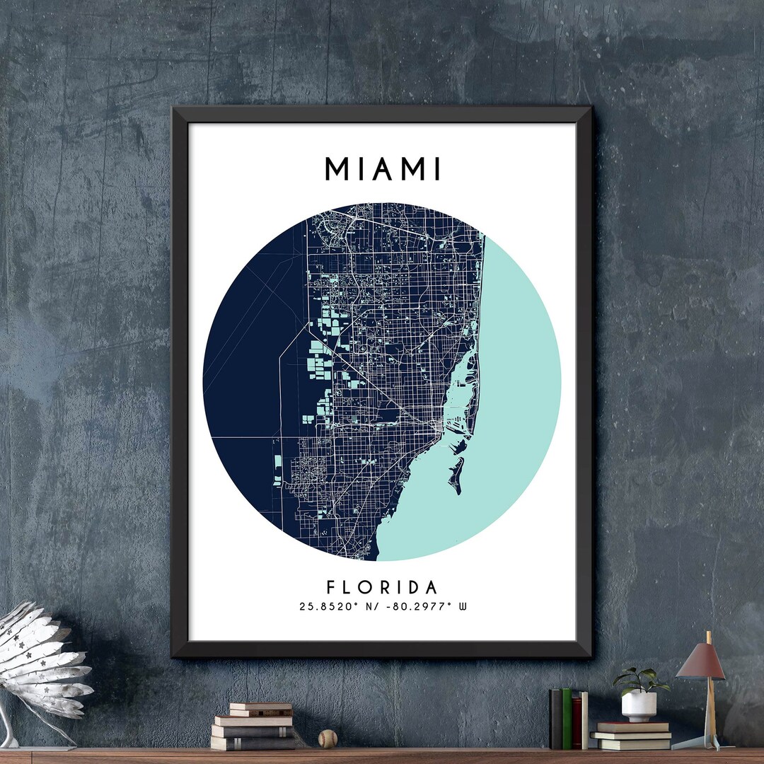Map of Miami Florida Miami Map Print Miami City Poster - Etsy