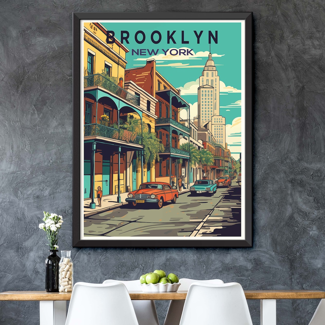 Brooklyn Poster - Brooklyn Print - Illustration of Brookly, New York ...