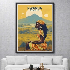 Rwanda Travel Poster: Hand-drawn African Landscape Art Print - Etsy