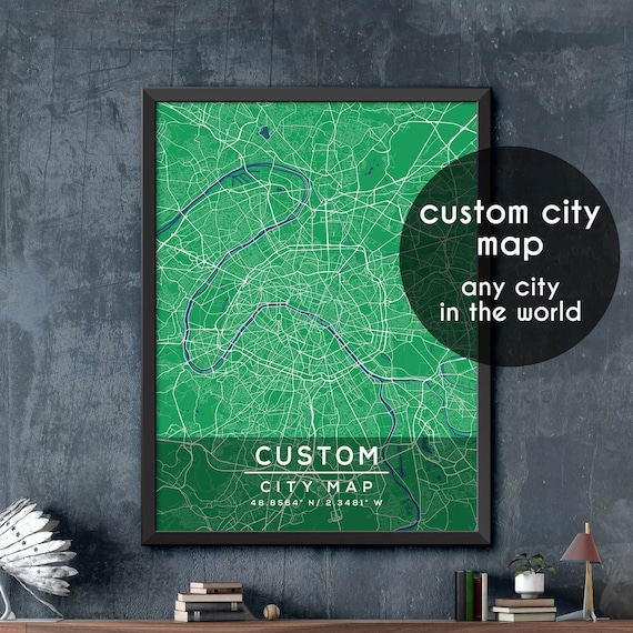 Custom Map Custom City Map Print Personalized Map - Etsy