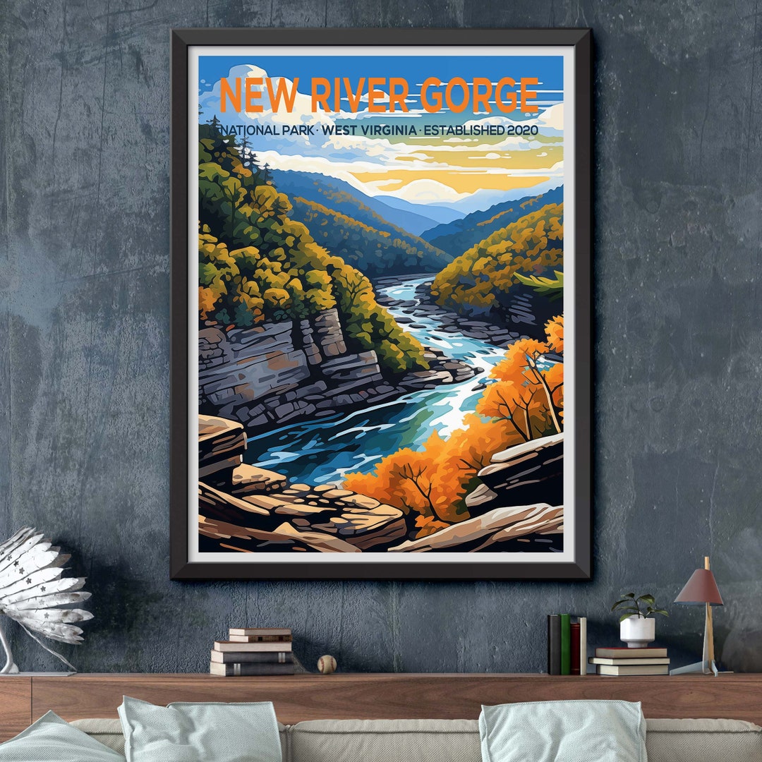 New River Gorge National Park Poster: Vintage West Virginia Travel ...