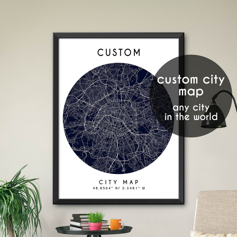 Custom Map Custom City Map Print Personalized Map - Etsy