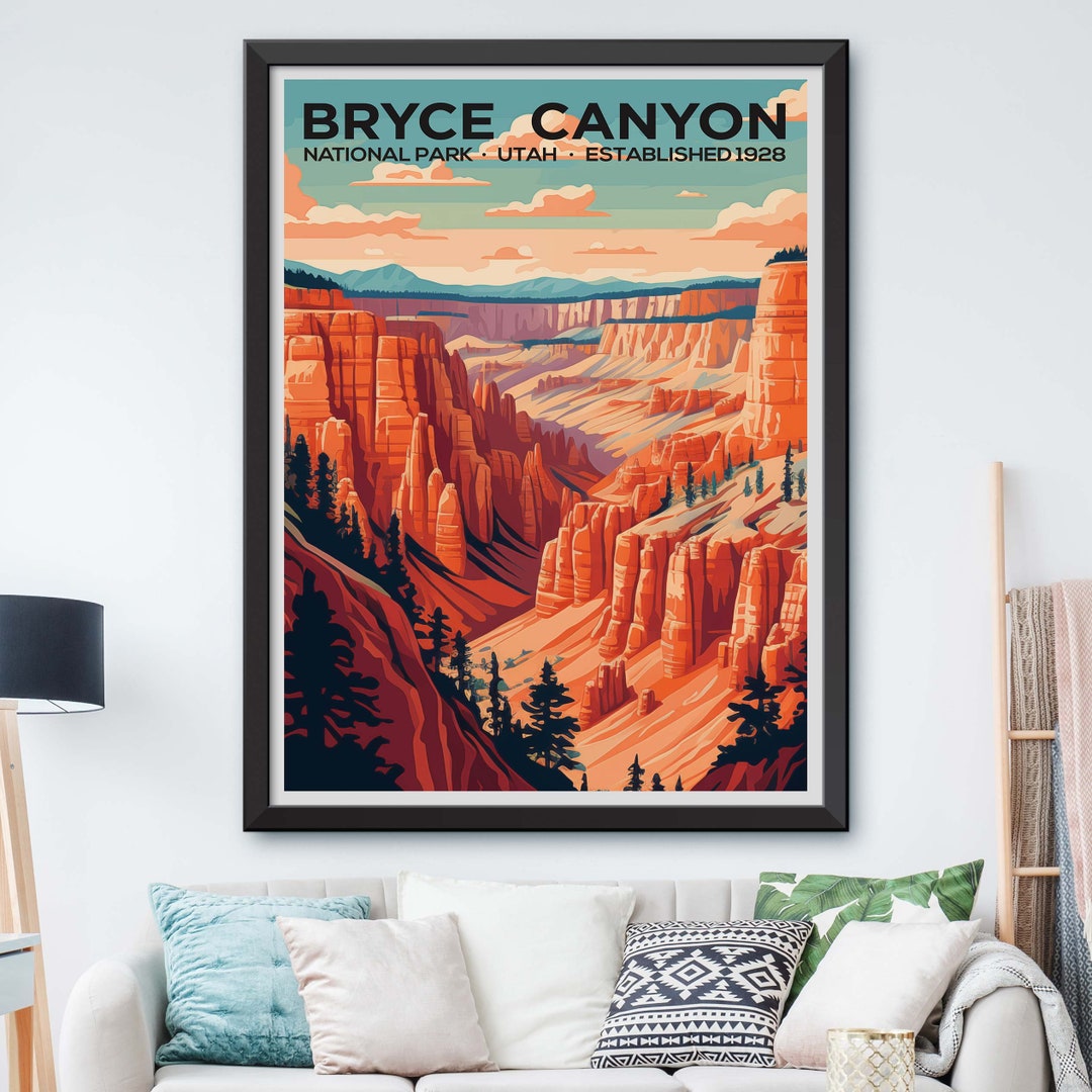 Bryce Canyon National Park Illustration - Southwest Landscape Art Print ...