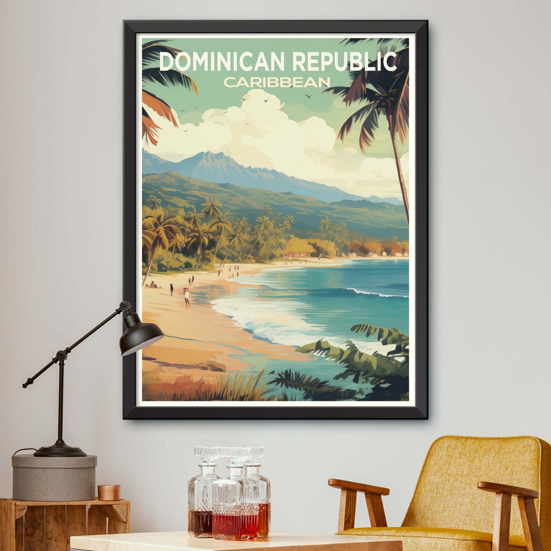 Dominican Republic Travel Poster: Vibrant Caribbean Art Print - Etsy