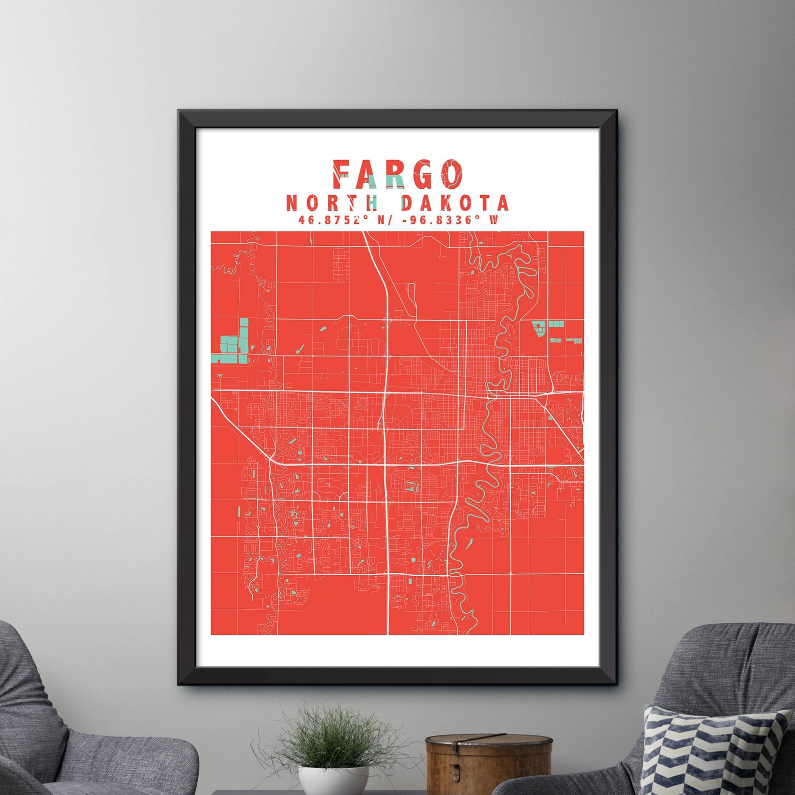 Map of Fargo Fargo Map Print Fargo City Poster Vintage City | Etsy
