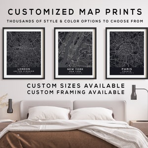 Custom Map Print, Set of 3, Map Prints, Custom Map, Custom Maps, Home ...