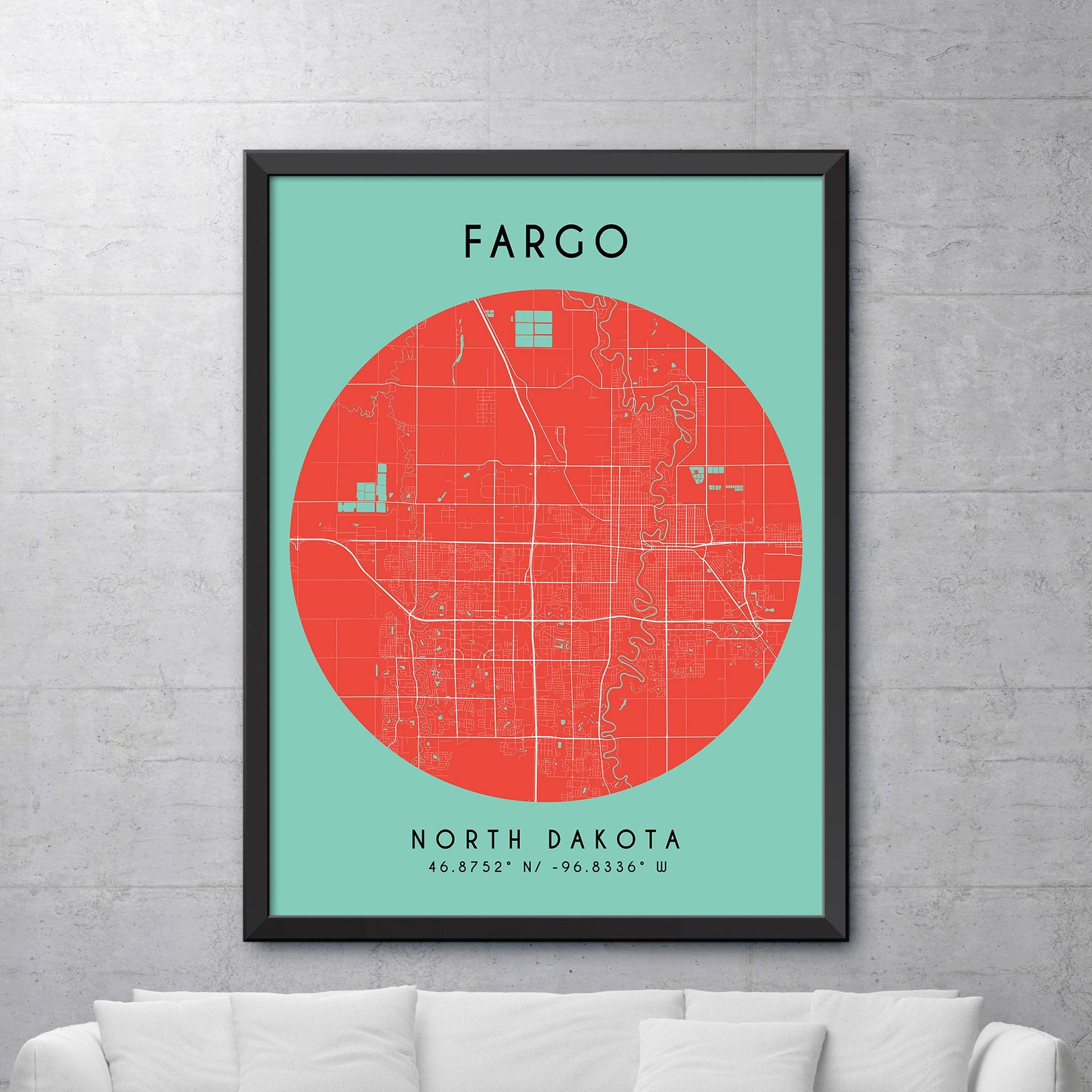 Map of Fargo Fargo Map Print Fargo City Poster Vintage City | Etsy