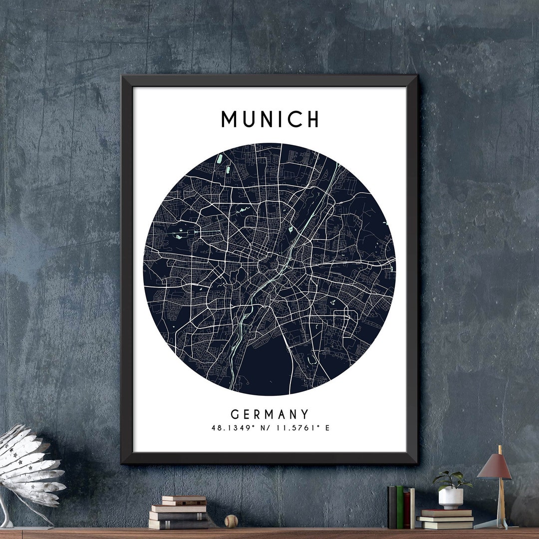 Map of Munich Munich Map Print Munich City Poster Vintage - Etsy