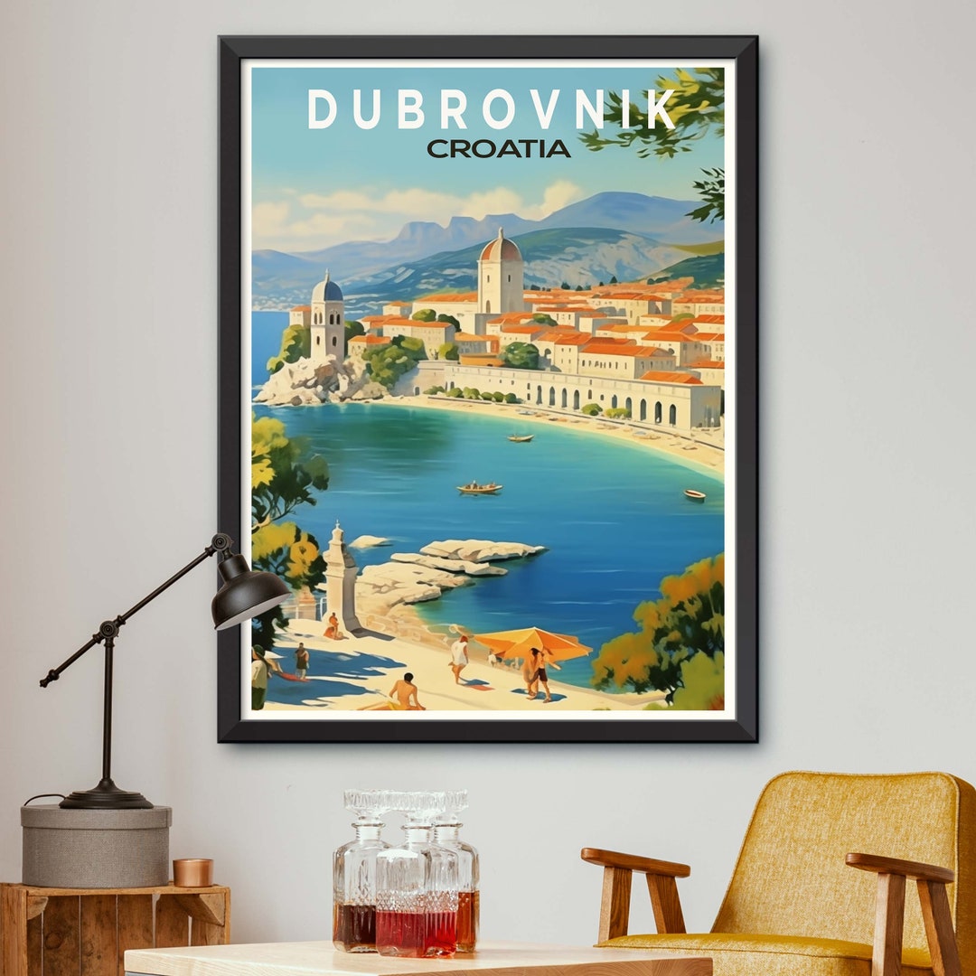 Dubrovnik Croatia Poster -coastal Print - Illustration of Europe ...