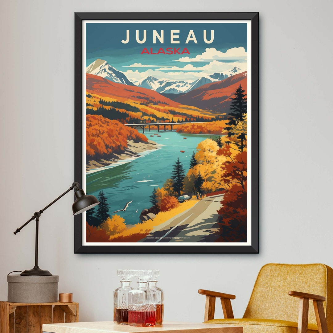 Juneau Alaska Art Print: Illustrated Alaskan Landscape Poster - Etsy
