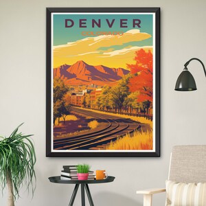 Denver Colorado Poster Denver Travel Art Illustration of Denver ...