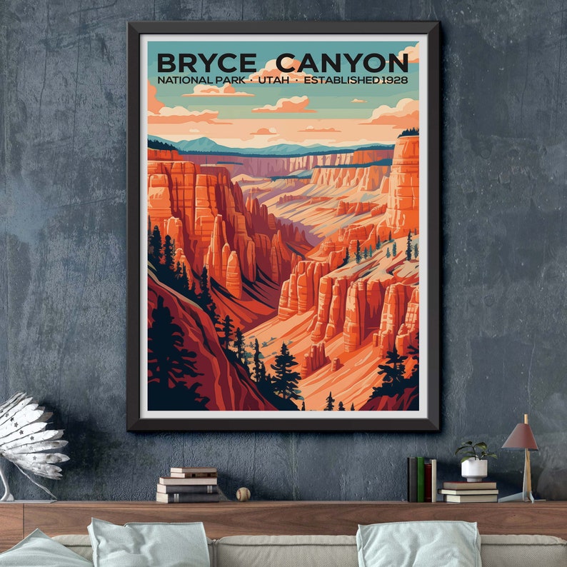 Bryce Canyon National Park Illustration - Southwest Landscape Art Print ...
