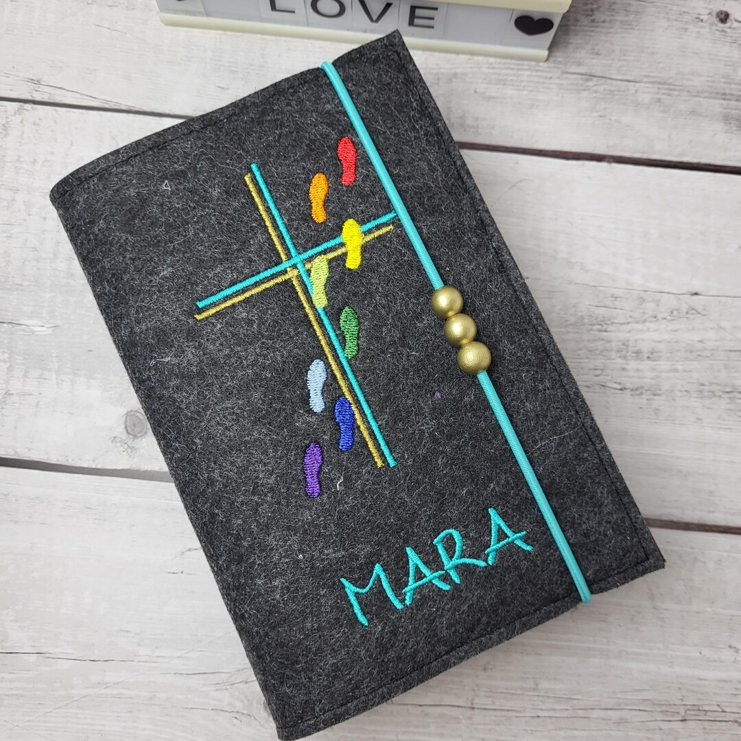 Hymn Book Cover, Hymn Book Cover Cross With Footprints, Turquoise, Gold ...