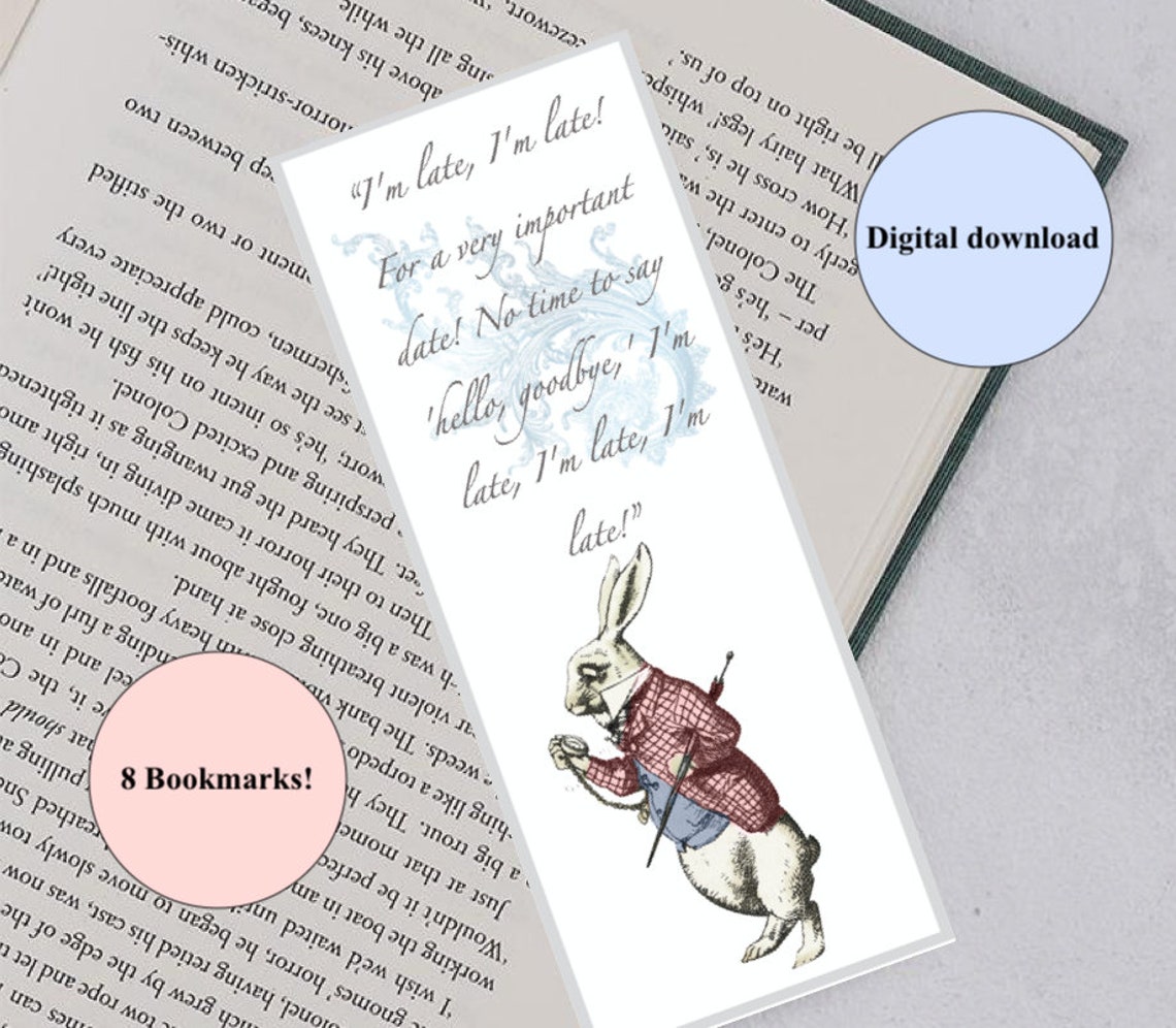 8 Alice in Wonderland Bookmarks Download Printable Watercolour Vintage ...
