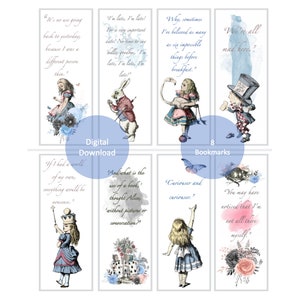 8 Alice in Wonderland Bookmarks Download Printable Watercolour Vintage ...