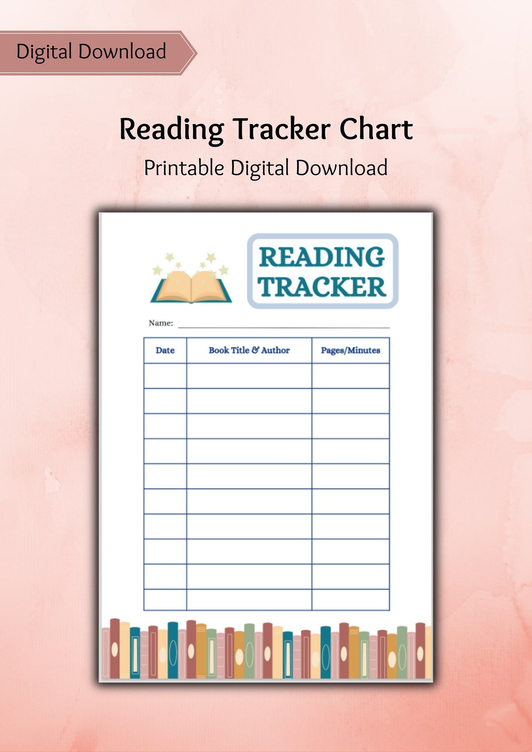 Reading Tracker Book Chart for Reading Progress - Etsy