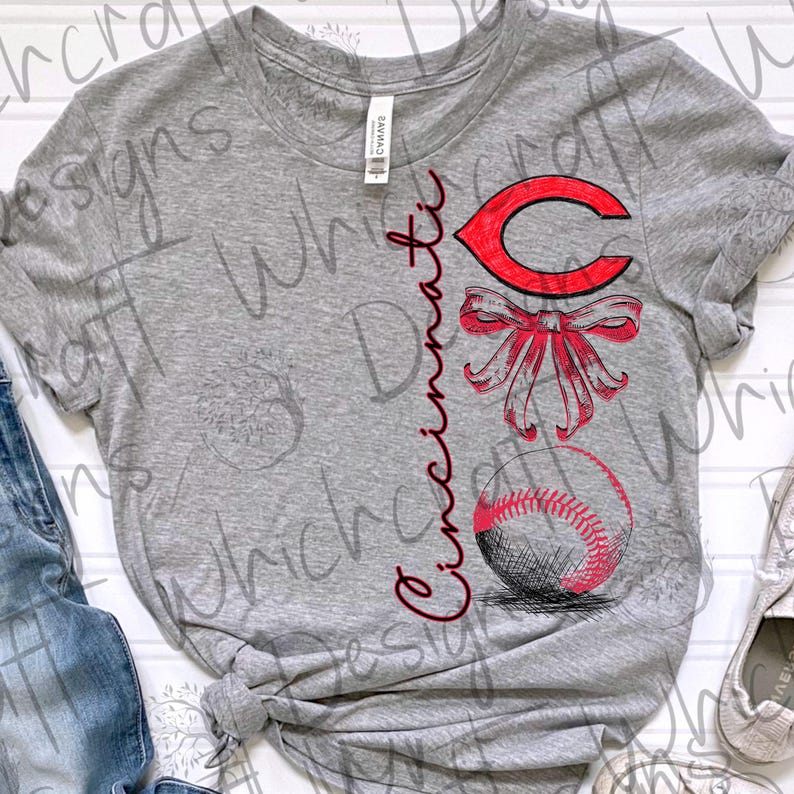 Cincinnati Baseball Hand Drawn PNG - Etsy