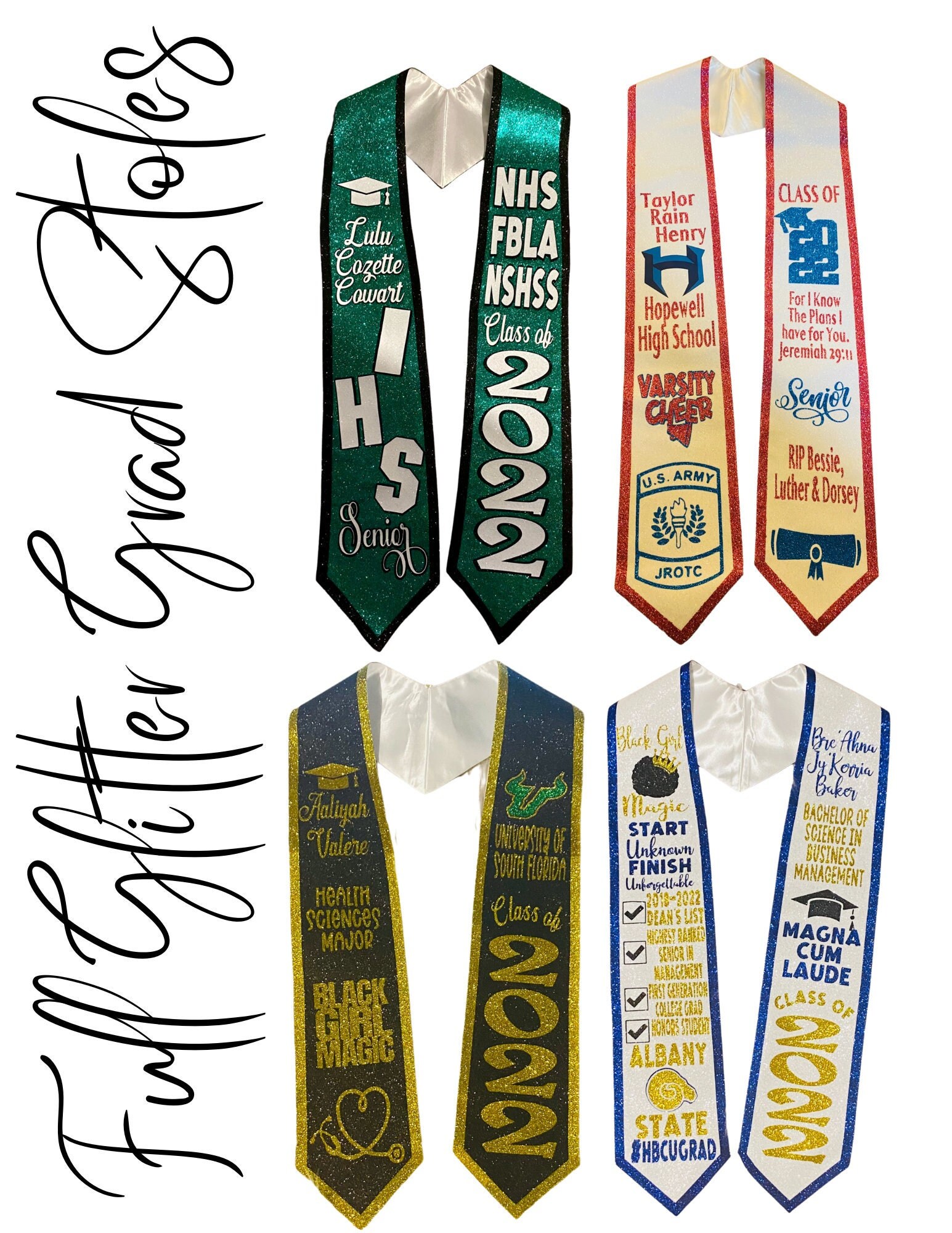 Full Glitter Graduation Stole - Etsy