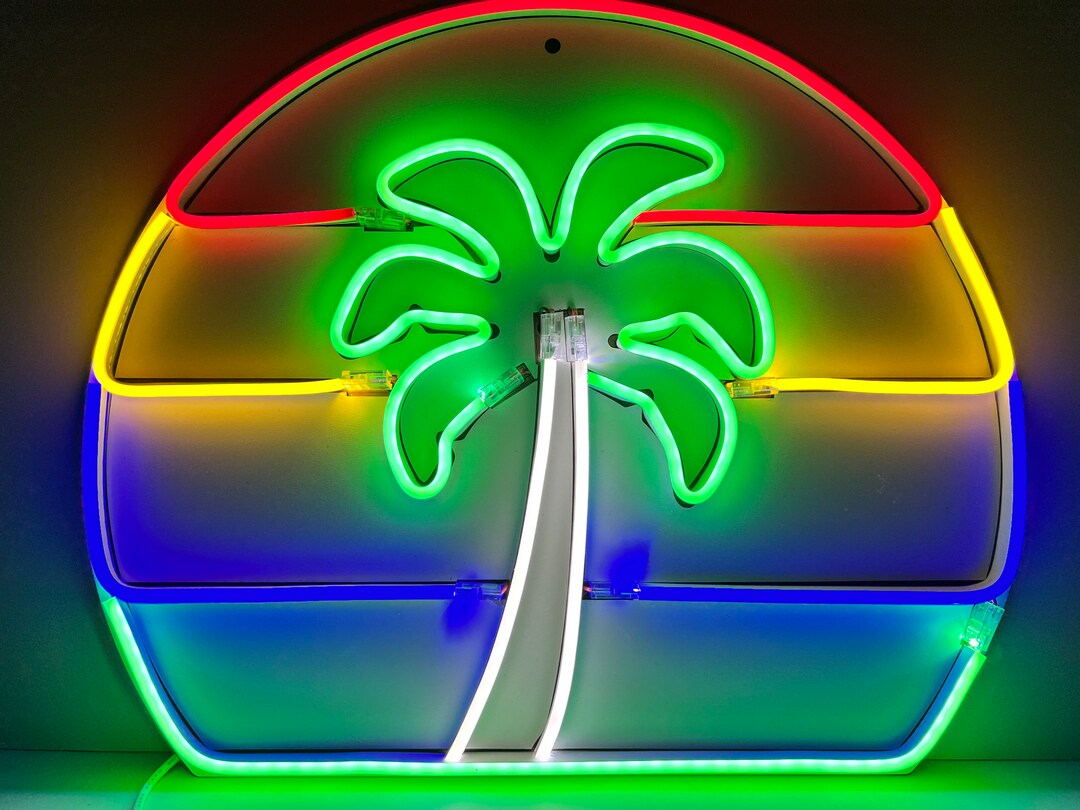 DIY LED Neon Flex Tropical Palm Tree Sunset Sign for Laser, Digital ...