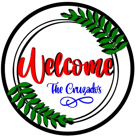 DIY Welcome for Round Signs With Greenery, Leaves SVG Digital File ...