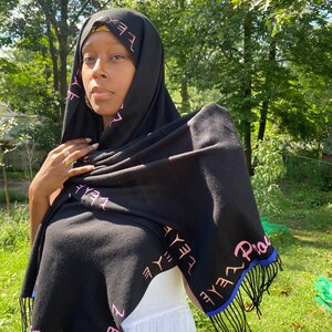 Hebrew Israelite Custom Scarf/shaw With Fringes/boarder of Blue - Etsy