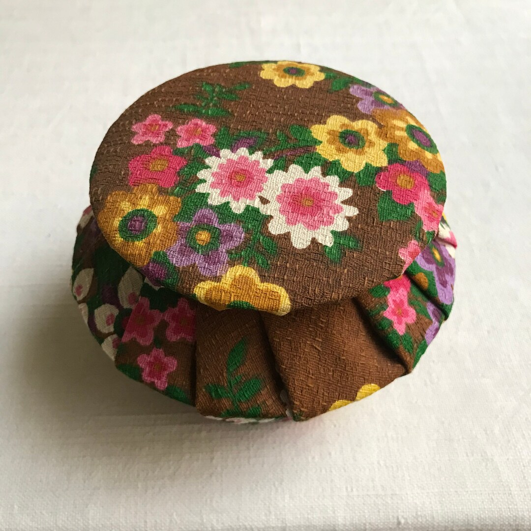1970 Vintage Box Covered With Floral Pattern Fabric, Retro, Shabby ...