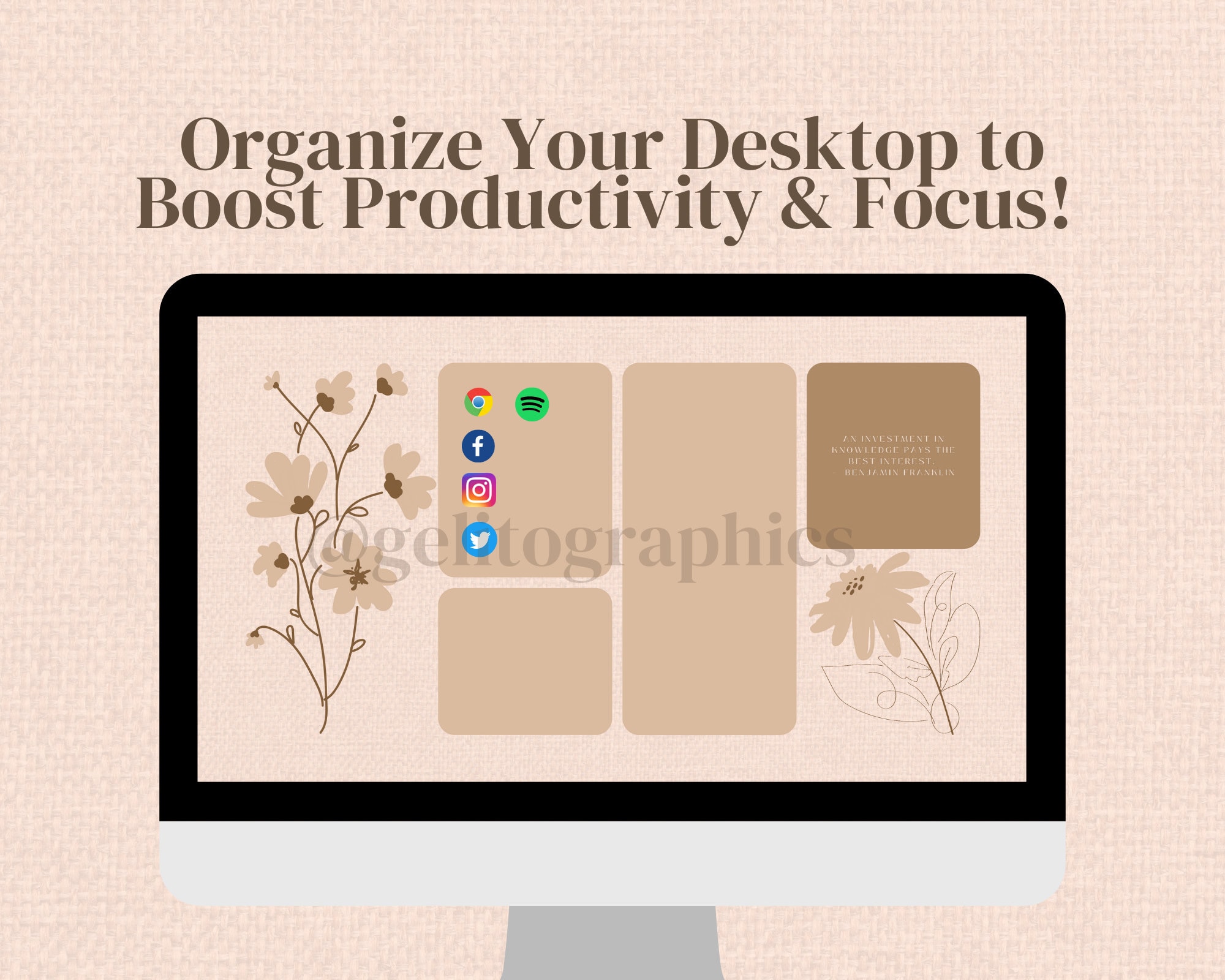 Light Academia Desktop Organizer Wallpaper 2022 | Beige Digital Study ...