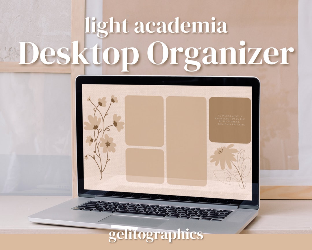 Light Academia Desktop Organizer Wallpaper 2022 | Beige Digital Study ...