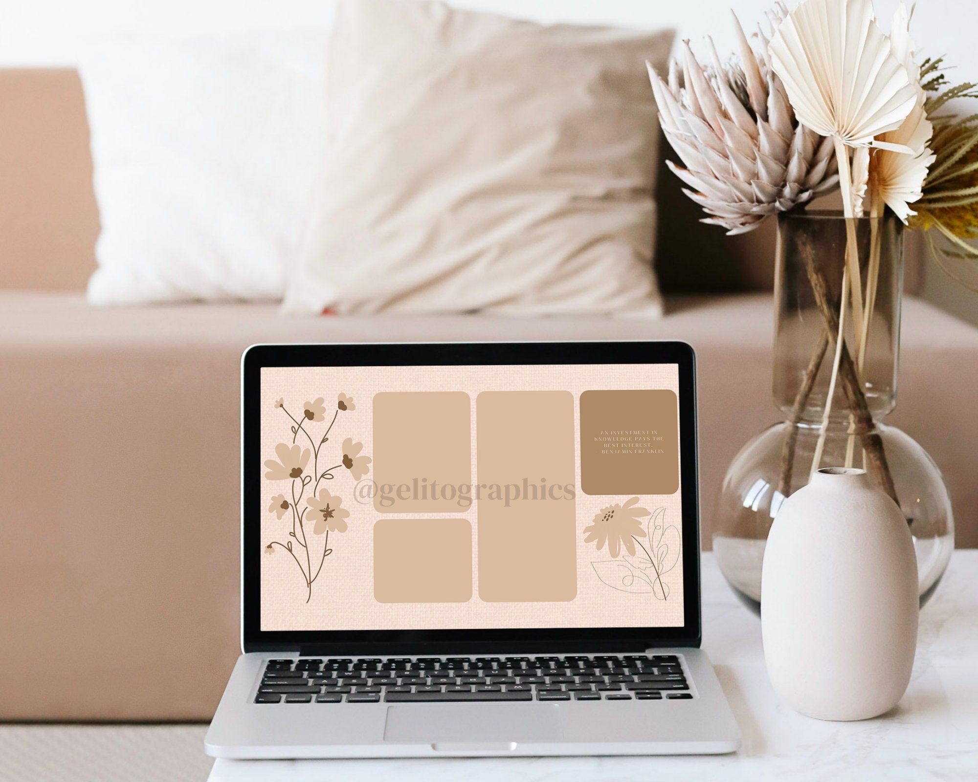 Light Academia Desktop Organizer Wallpaper 2022 | Beige Digital Study ...