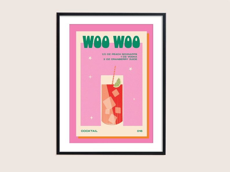 Retro Cocktail Woo Woo Unframed Print Illustration Wall - Etsy