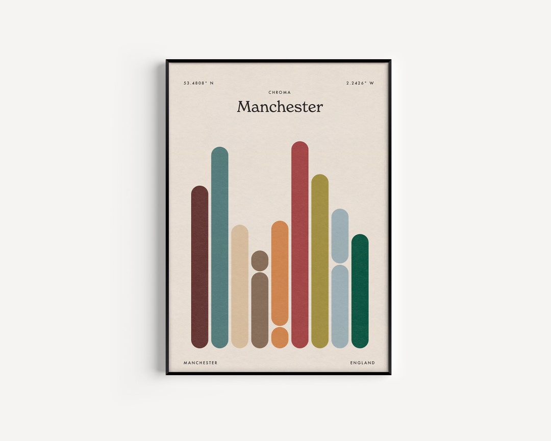 Manchester Travel Unframed Print Colour Palette Typography Wall Art ...