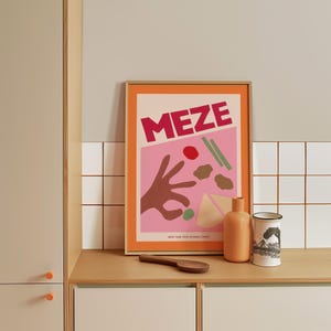 Meze Food Print | Turkish Print | Cut Out Art | Unframed Kitchen Wall ...