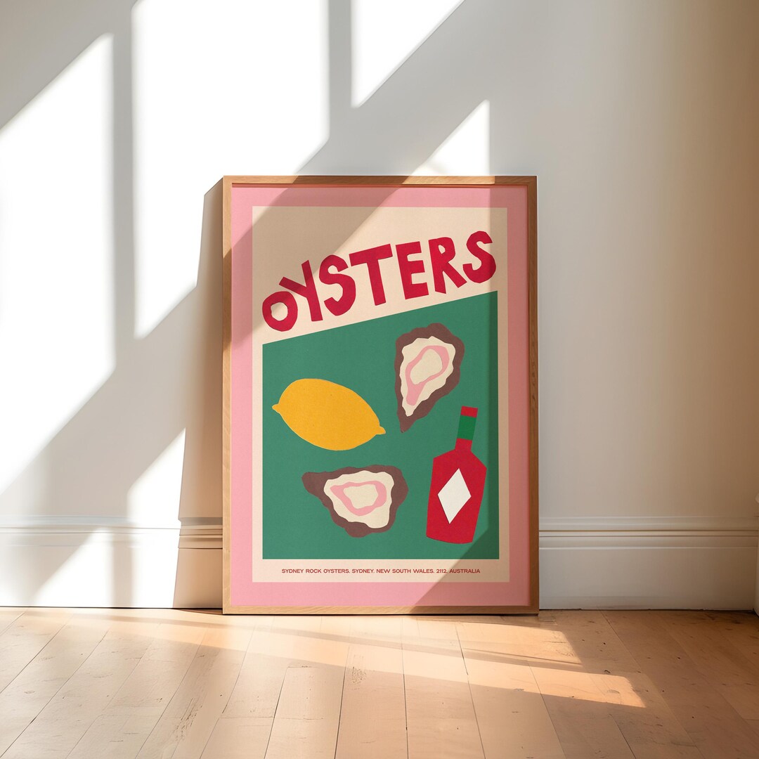 Oysters Food Print | Seafood Print | Cut Out Art | Unframed Kitchen ...