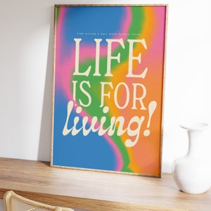 Retro Quote Art Print, Gradient Art Print, Positive Quote Print, Pink ...
