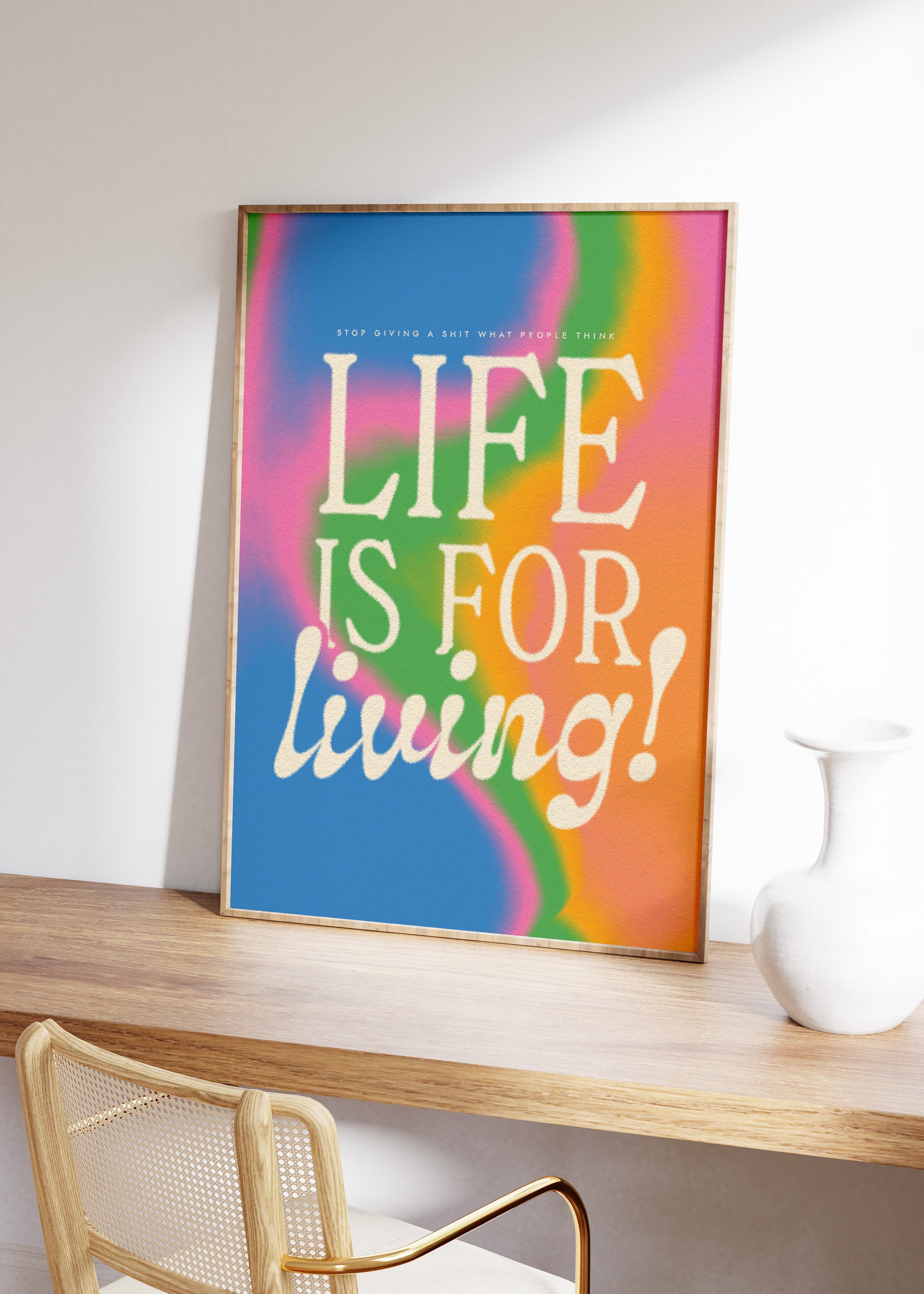 Retro Quote Art Print, Gradient Art Print, Positive Quote Print, Pink ...