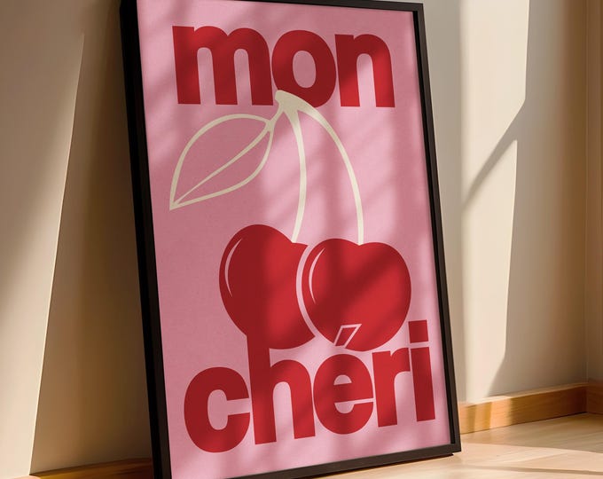 Mon Cheri Quote Unframed Print French Inspired Mon Chéri Print Retro ...