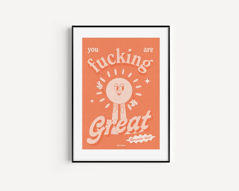 Retro Art Print Retro Cartoon Print Positive Quote Print - Etsy